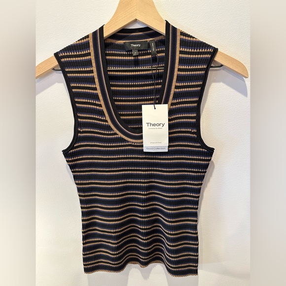 Theory | Tops | Nwt Theory Striped Ribbed Knit Tank Small | Poshmark